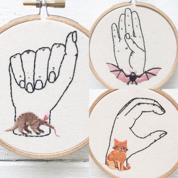 Sign Language Pattern Bundle Embroidery Patterns A B& C - Etsy