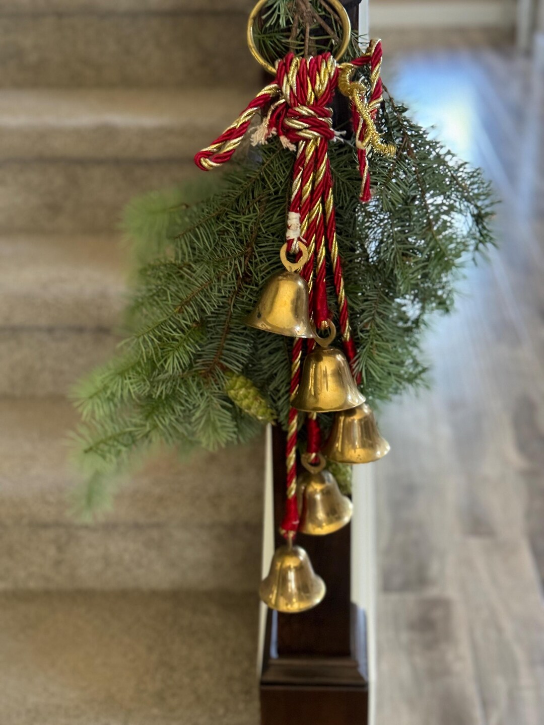 Vintage Hanging Brass Bell Set of 5 on a Brass Ring- Hanging Brass ...