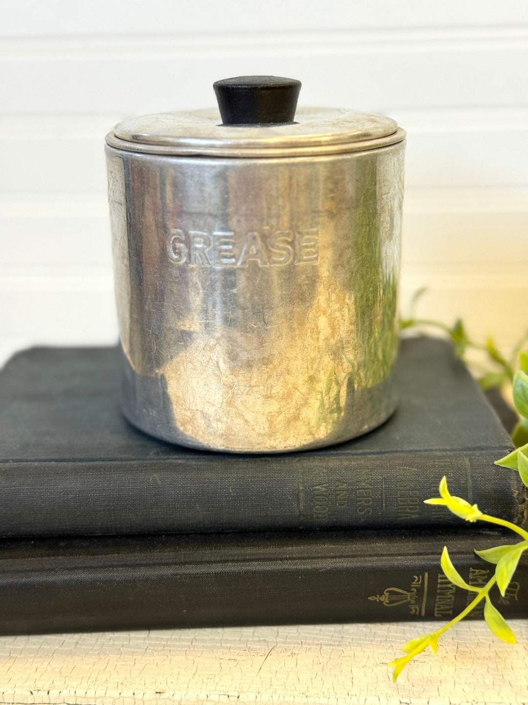 Vintage Metal Grease Canister- Grease Tin With Strainer and Lid ...