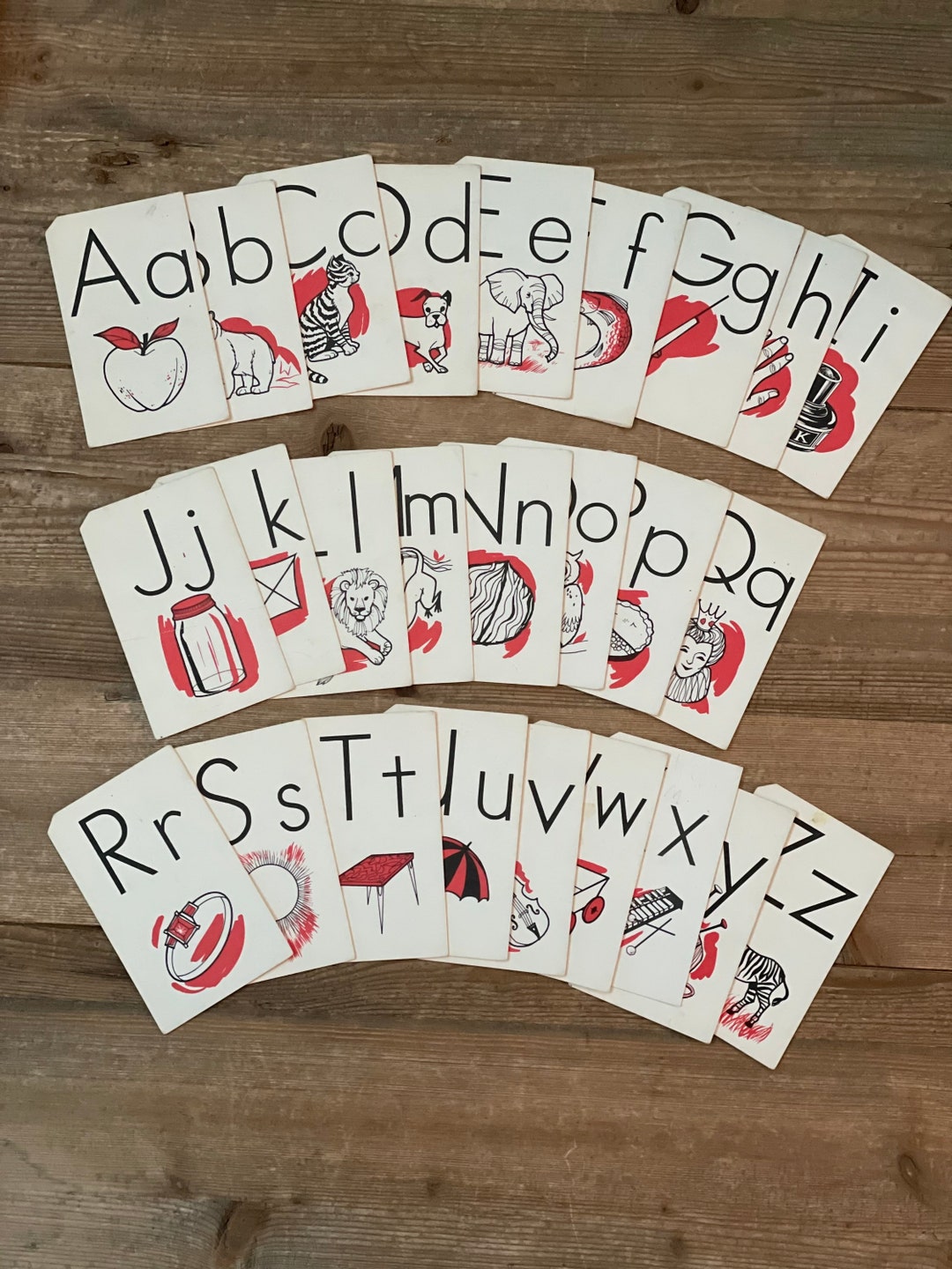 Vintage Letter and Picture Flashcards Vingage Alphabet Flash Cards for ...