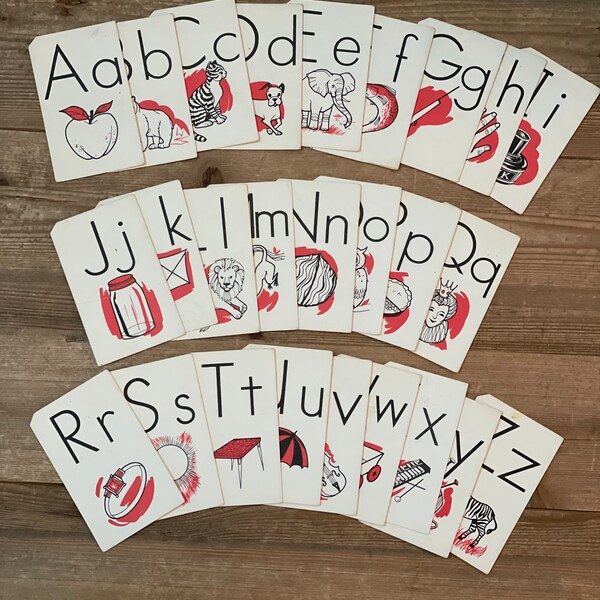 Vintage Alphabet Flash Cards - Etsy