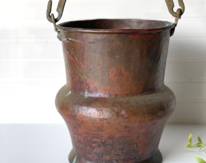 Large Copper Cauldron, Fireplace Pot, Hammered Copper Hanging Pot ...