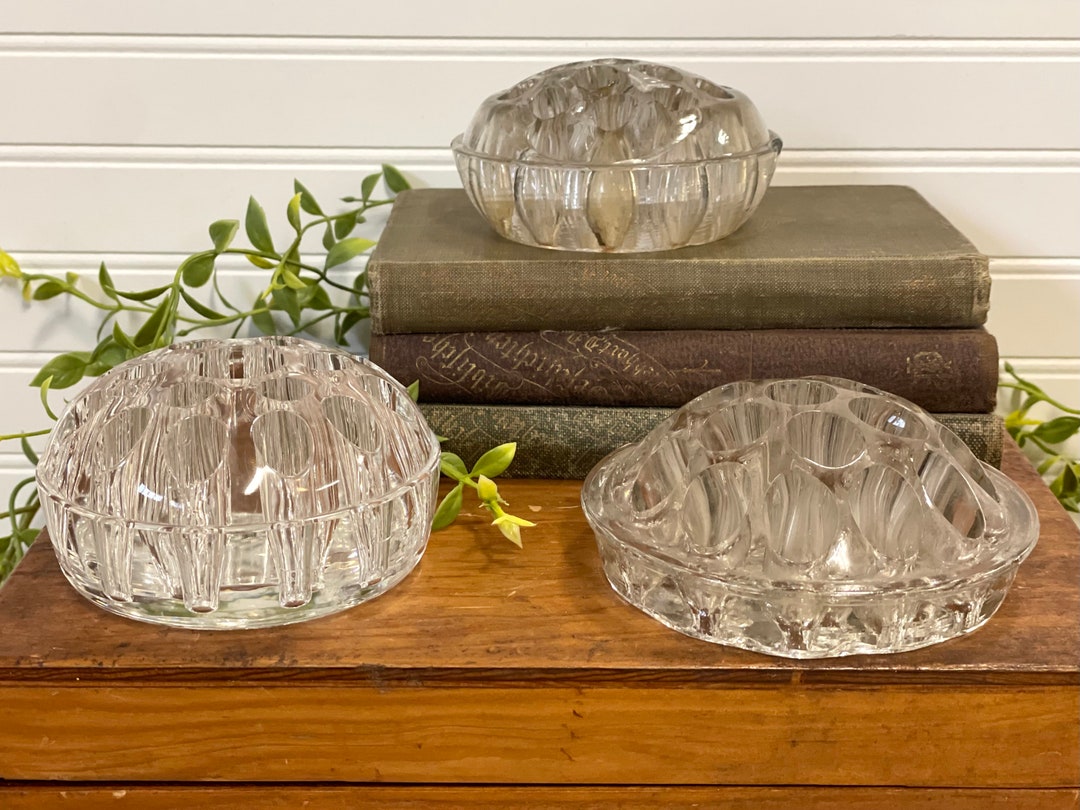 Thick Large Glass Flower Frogs Vintage Glass Flower Frog Decor - Etsy