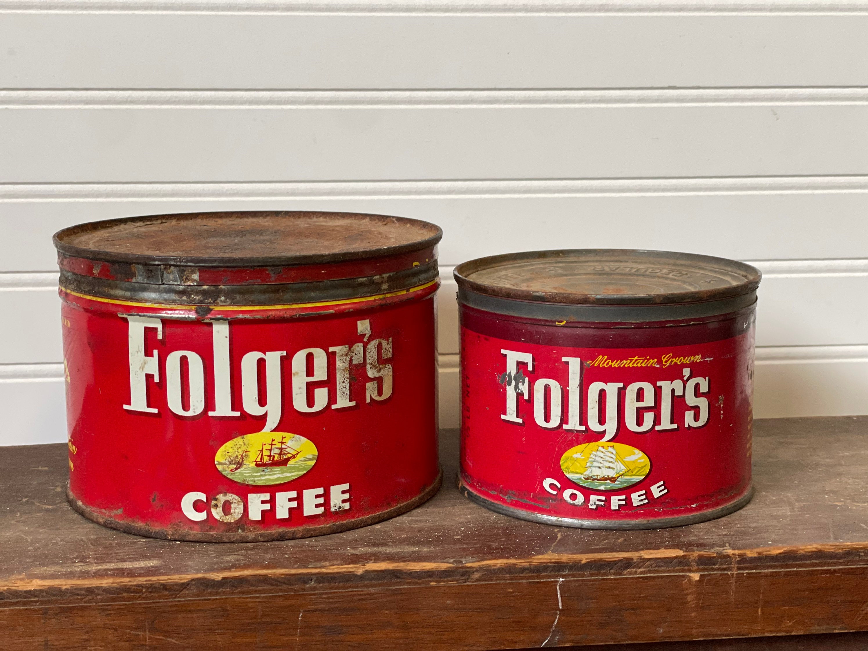 Vintage Coffee Cans Folgers Tins Hard to Find Half Pound Tin - Etsy