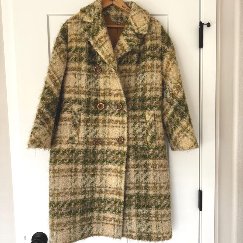 Long Plaid Peacoat - Etsy