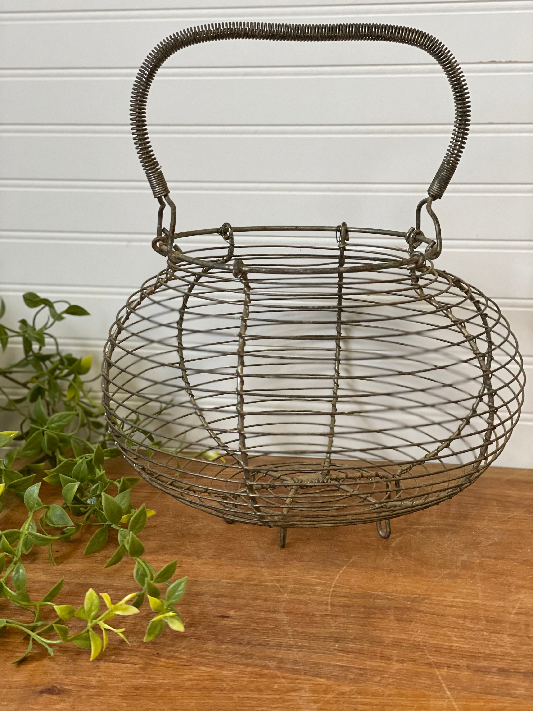 Wire Egg Basket Vintage Rustic Wire Basket Farmhouse French - Etsy