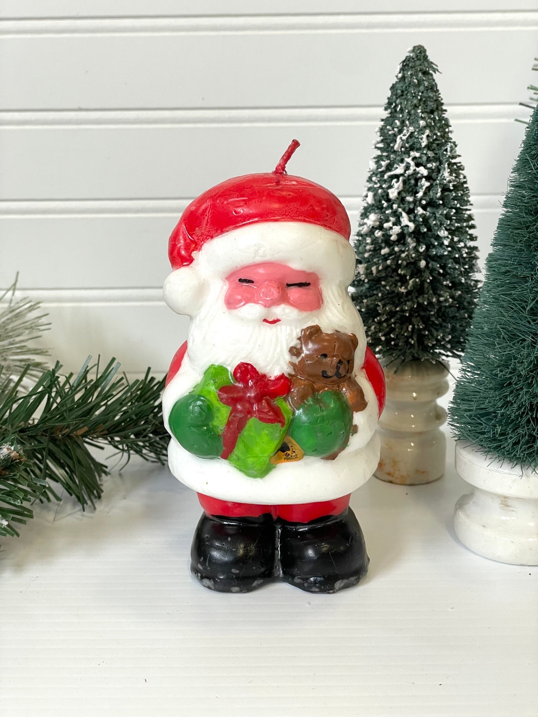 Santa Candle- Vintage Santa Figurine Candle- Christmas Decor - Etsy