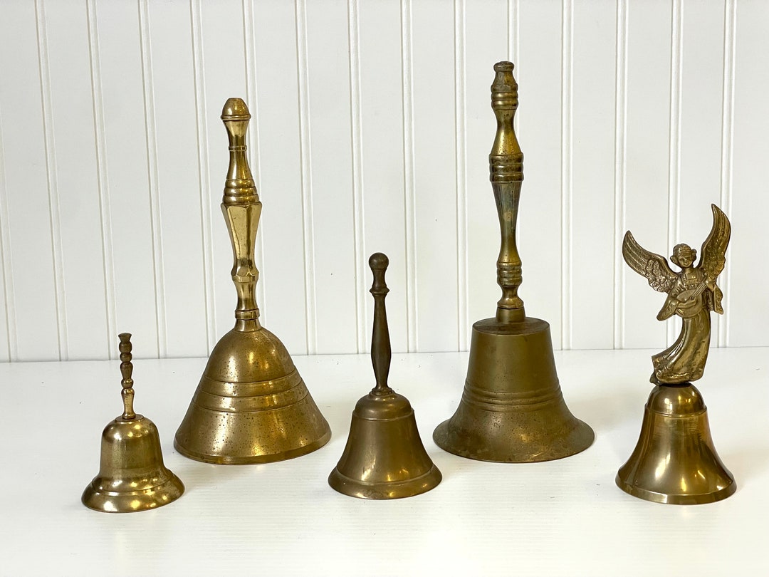 Vintage Brass Hand Bells Brass School Bells Brass Christmas Bells Angel ...