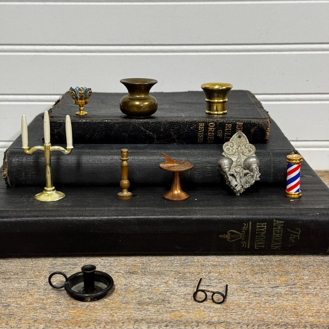 Vintage Miniatures Set- Mini Brass Candlestick Mini Sundial Mini Brass ...