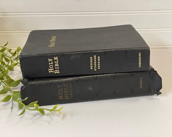 Vintage Bible Stack Set of 2 Old Bibles Bible Decor - Etsy