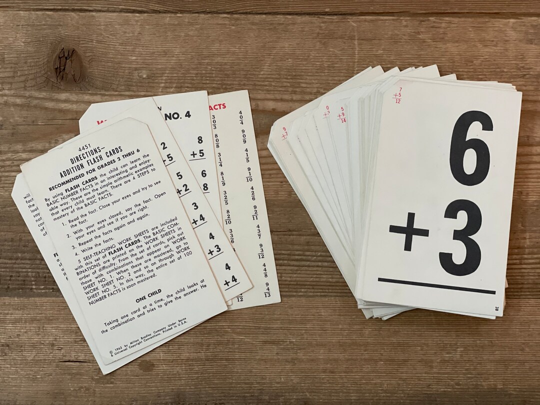 Vintage Flash Cards Milton Bradley Flashcards Addition Flashcards 1963 ...