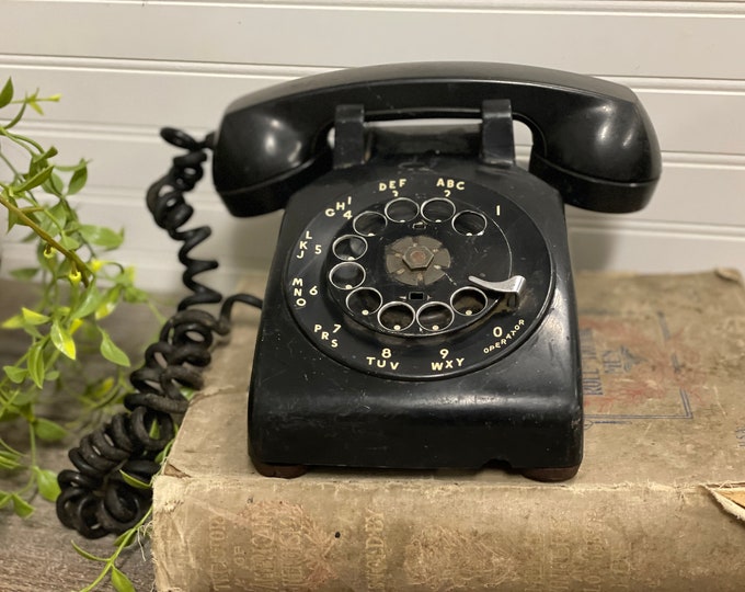 Vintage Black Rotary Phone- Decor Only - Etsy