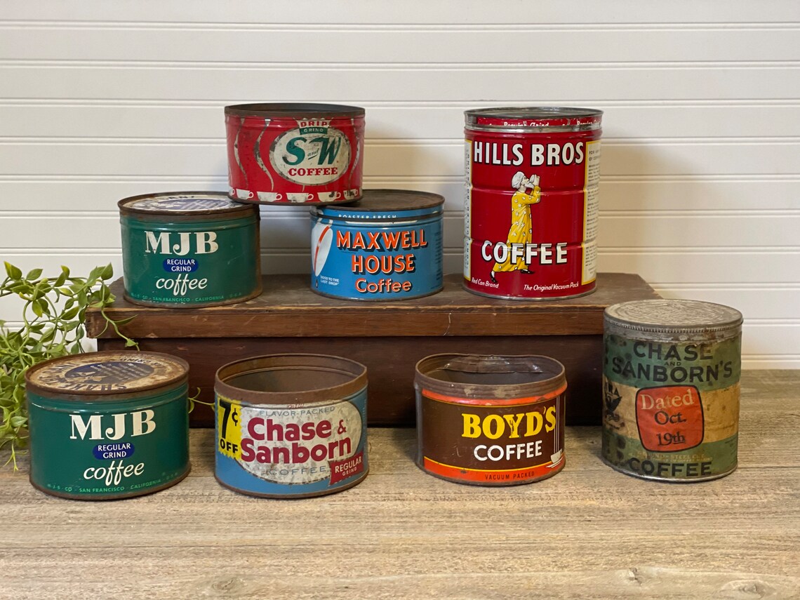 Vintage Coffee Cans Folgers Tins Decor - Etsy