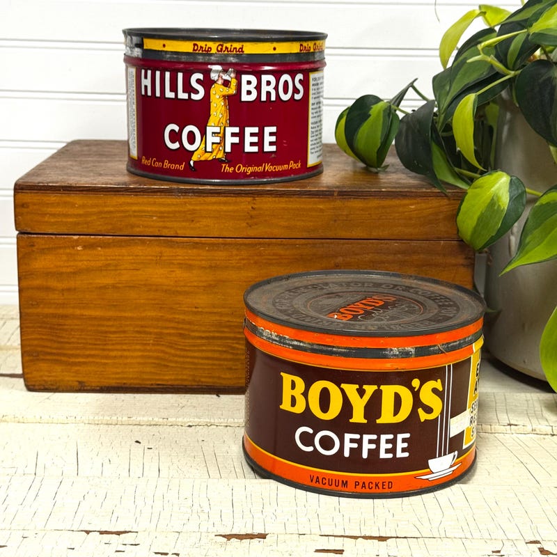 Large Vintage Coffee Tins - Etsy