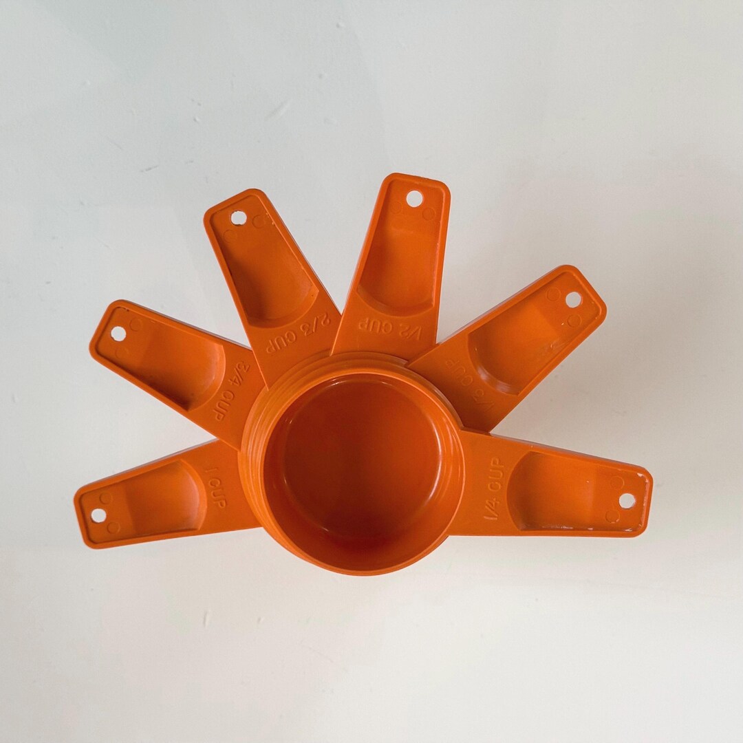 Vintage Orange Tupperware Measuring Cups Complete Set Retro Tupperware ...