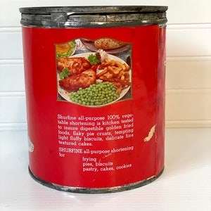 Vintage Shurfine Tin- Vintage Shortening Tin- Red and White Tin- 3 Lb ...