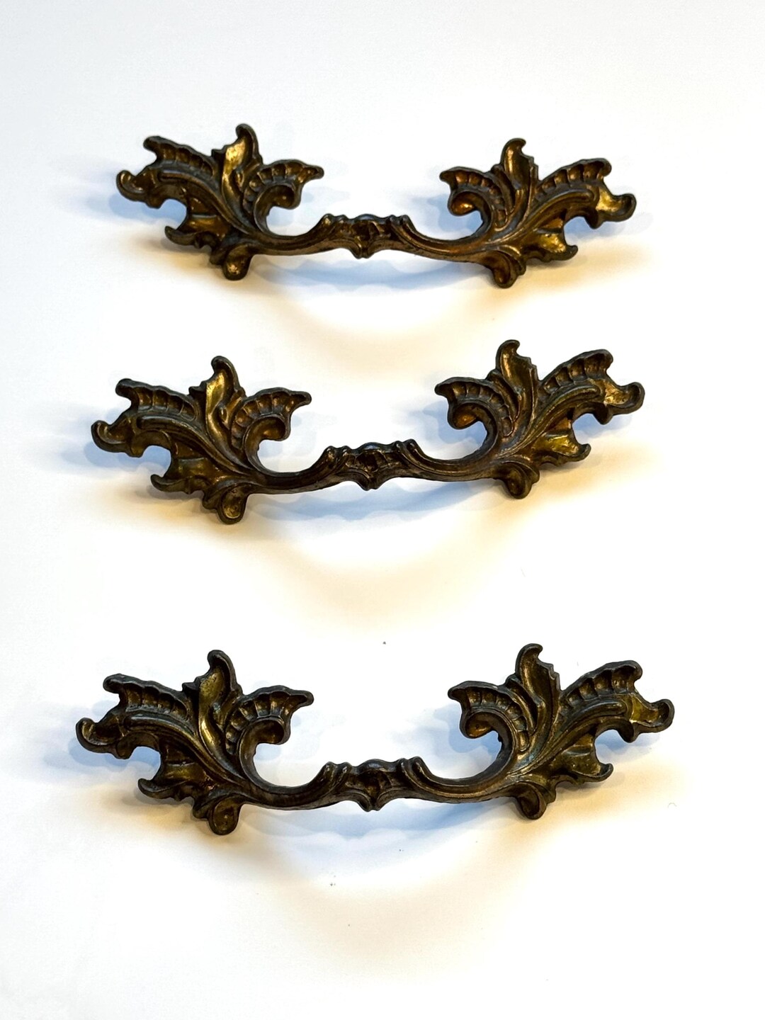 Ornate French Provincial Brass Handles- Set of 3 Fancy French ...