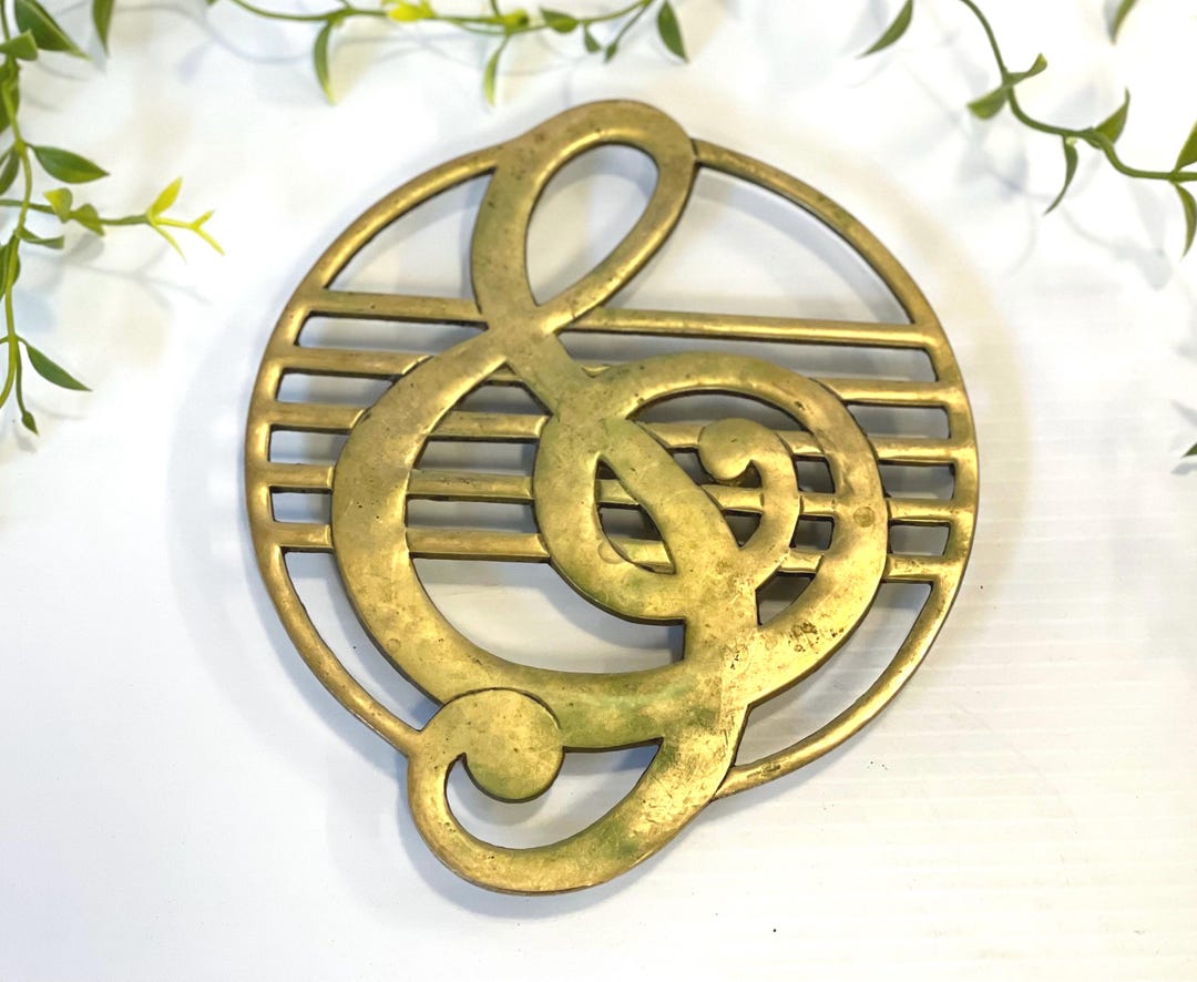 Vintage Brass Musical Note Trivet Brass Treble Clef Symbol Trivet Music ...