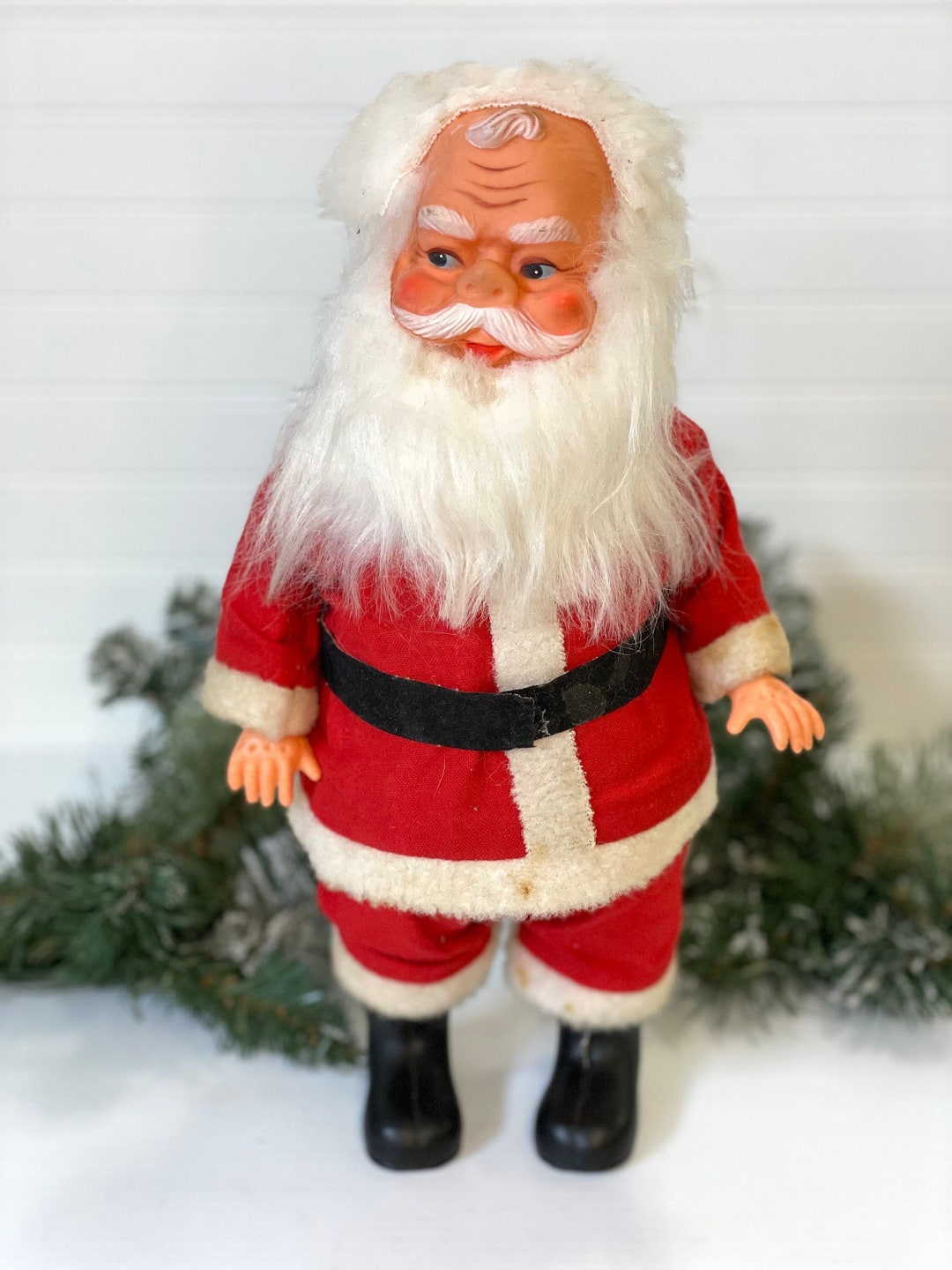 Santa Claus Doll- Vintage Rubber Face Santa- Full Length Santa Claus ...