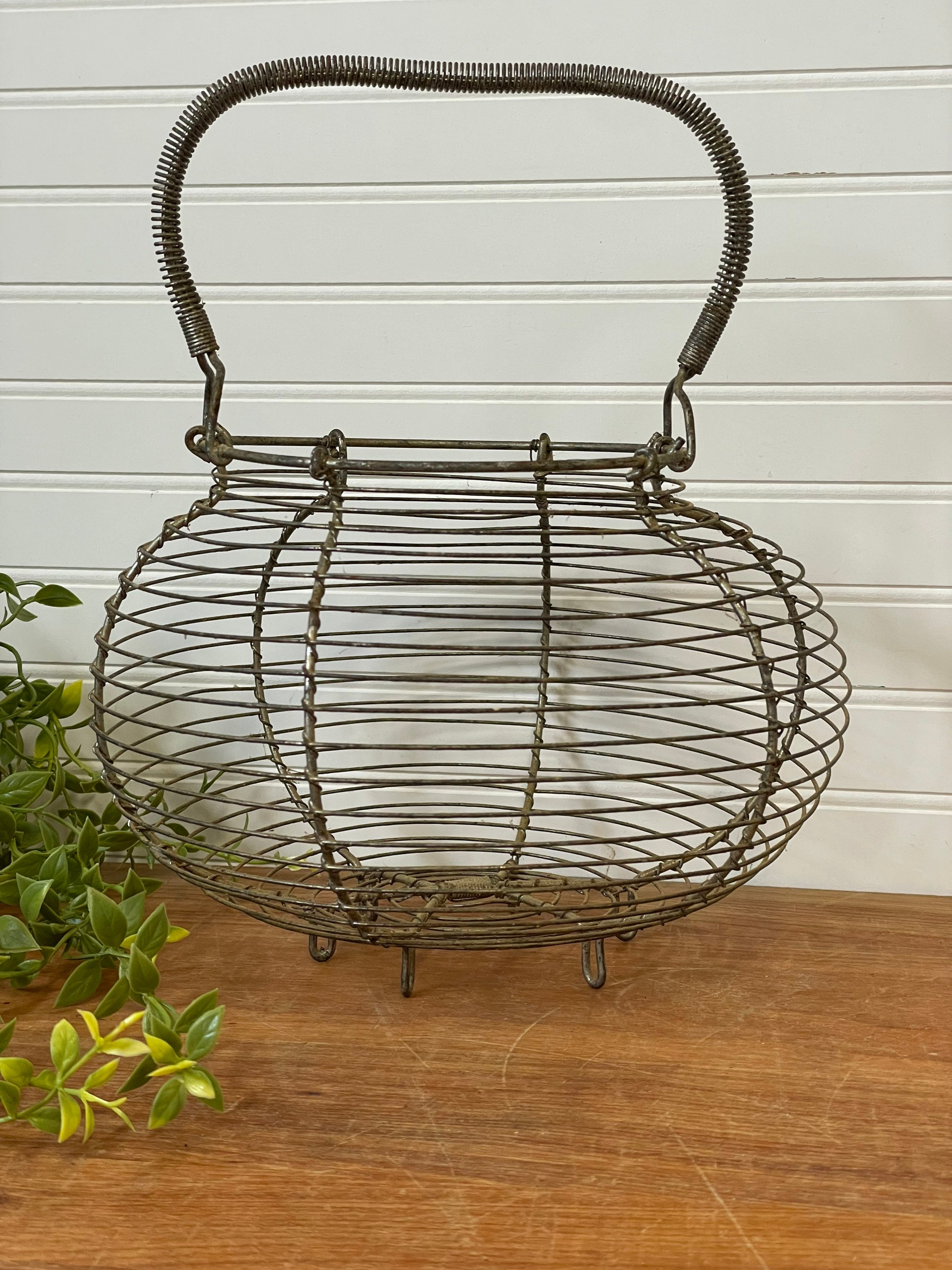 Wire Egg Basket Vintage Rustic Wire Basket Farmhouse French - Etsy