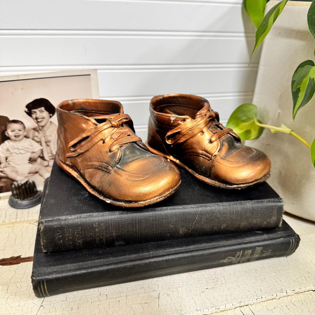 Vintage Bronze Baby Shoes- Set of Bronzed Shoes- Nursery Decor - Etsy