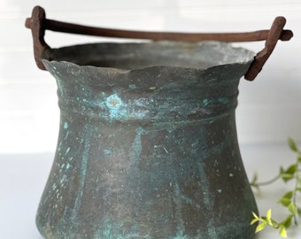 Large Copper Cauldron, Fireplace Pot, Hammered Copper Hanging Pot ...