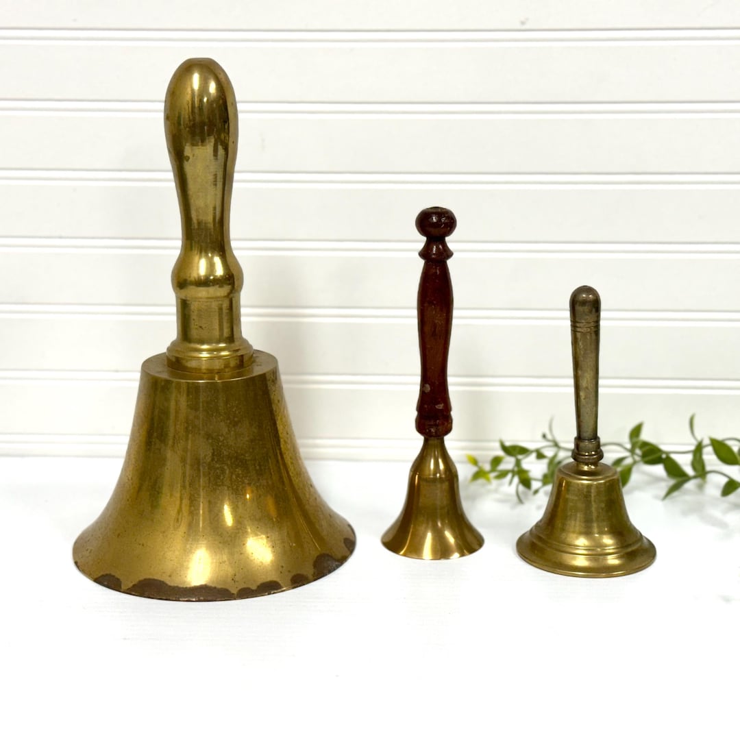 Vintage Brass Hand Bells- Brass School Bells- Brass Christmas Bells ...