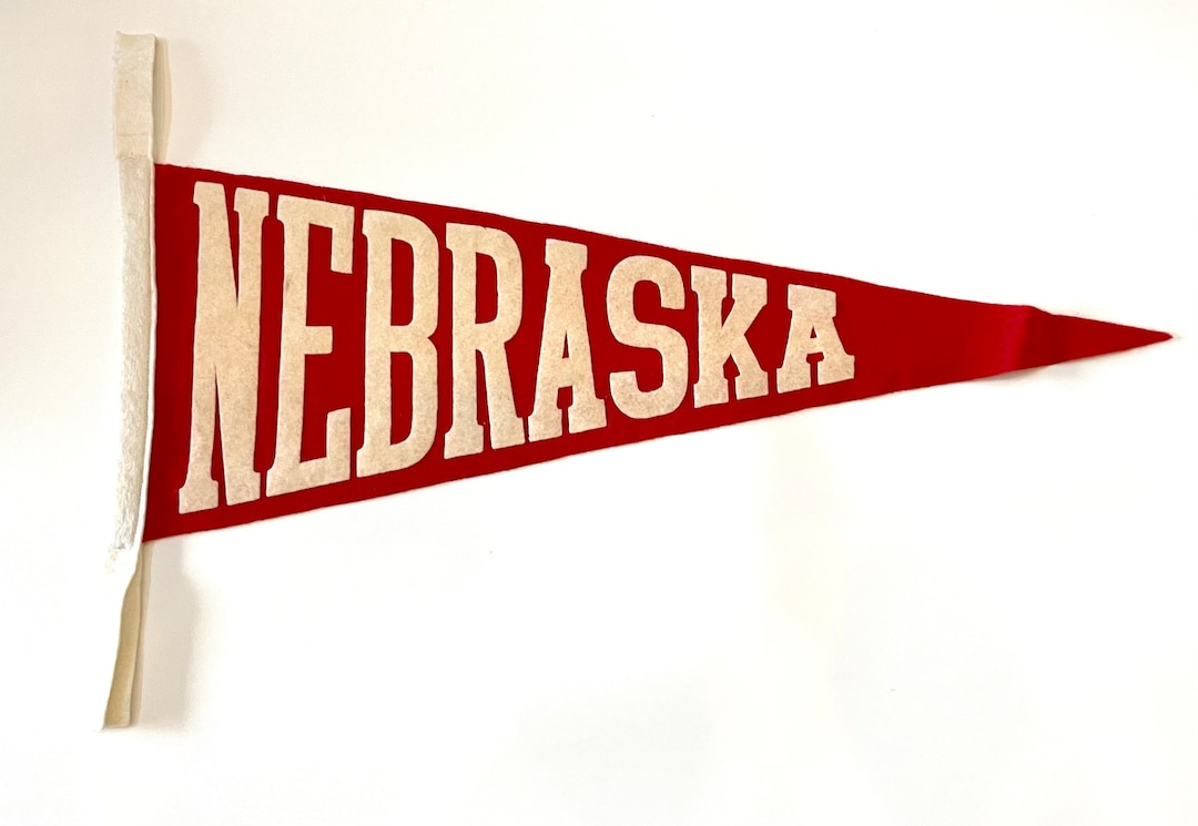 Vintage Nebraska Felt Pennant Red & White Cornhuskers Triangle Flag ...