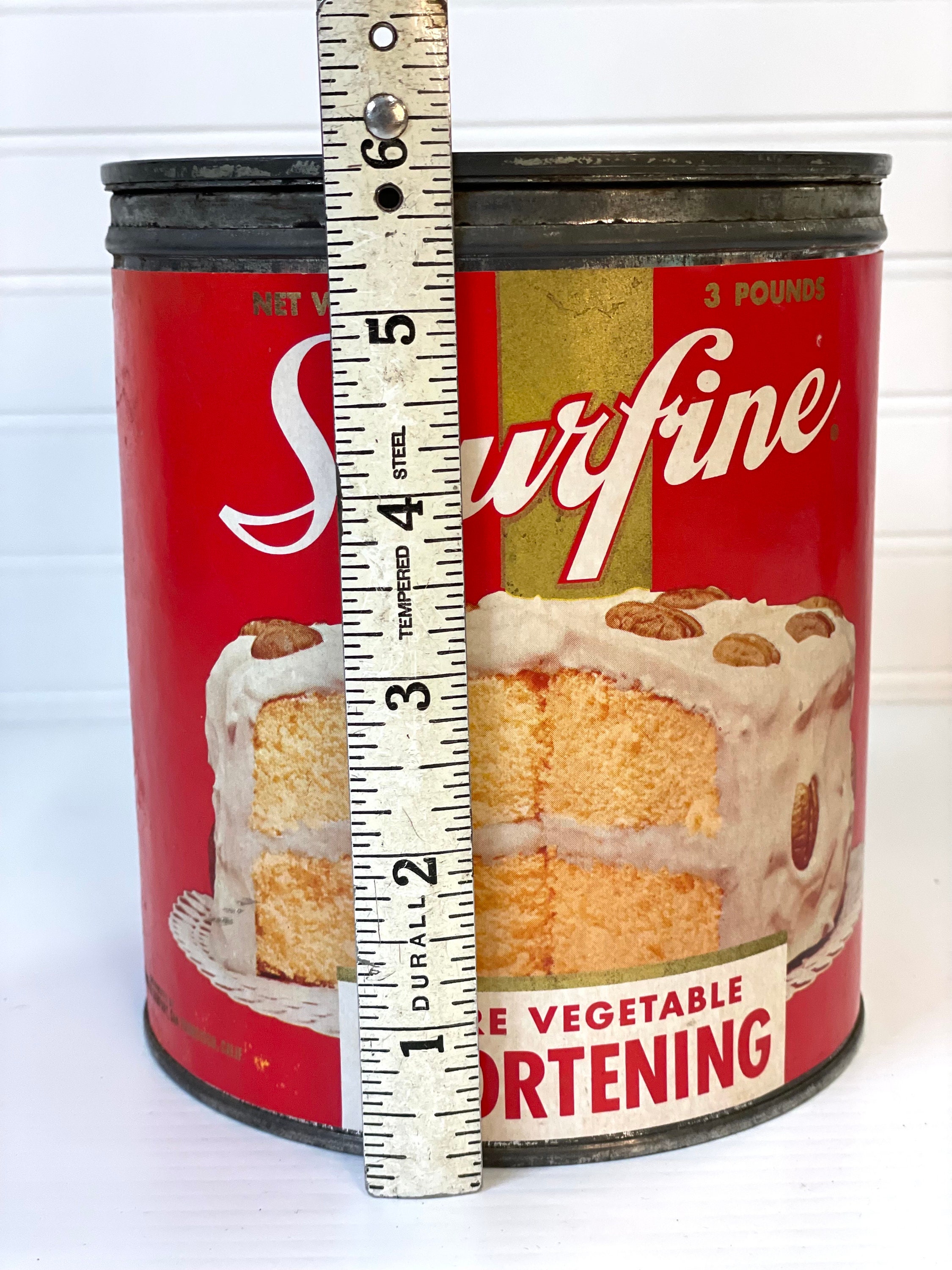 Vintage Shurfine Tin Vintage Shortening Tin Red and White - Etsy