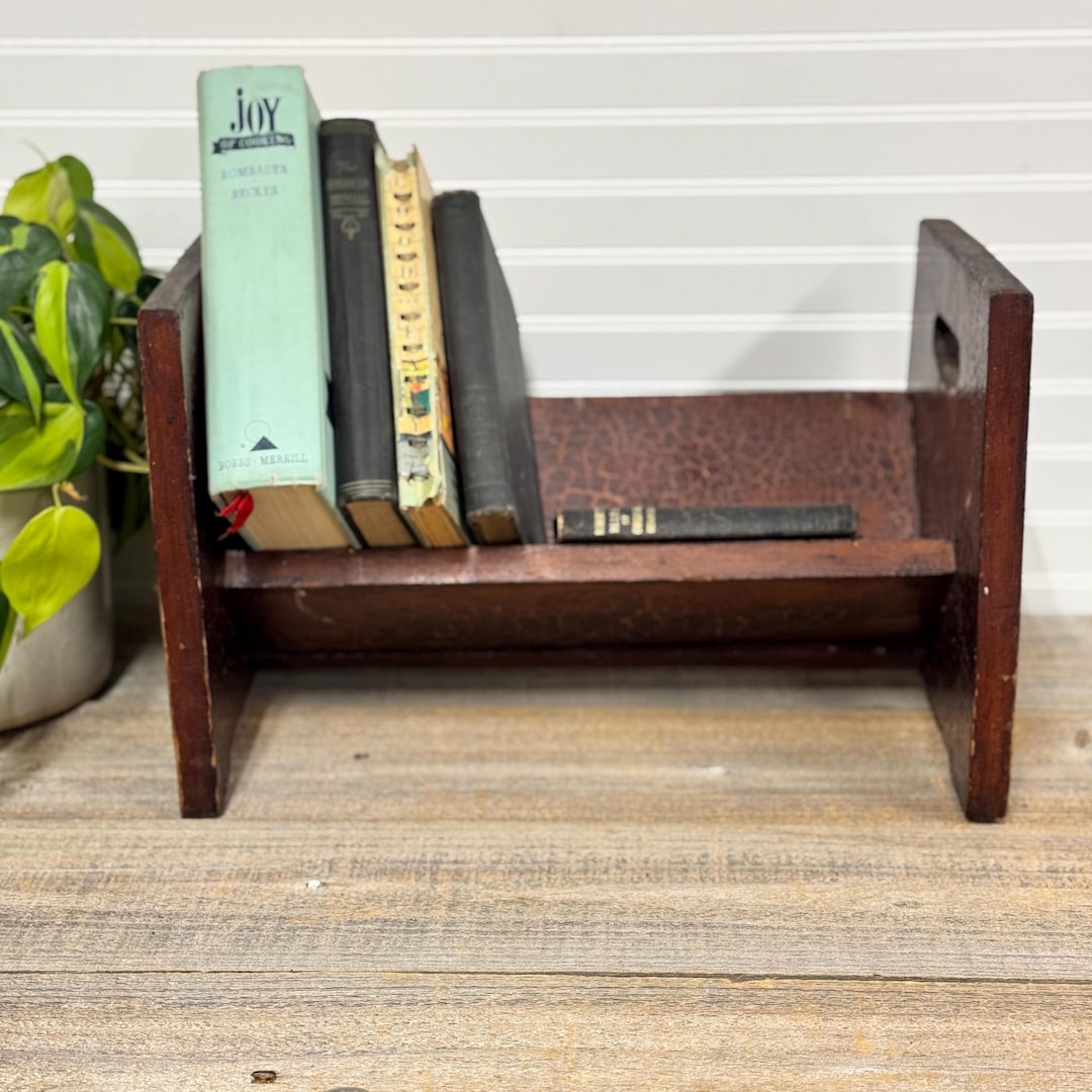 Vintage Wood Book Holder- Solid Wood Tabletop Book Rack- Vintage Wood ...