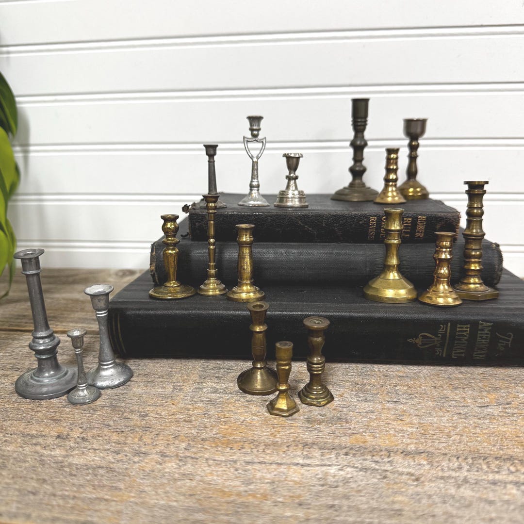 Vintage Mini Brass Candlestick Sets CHOICE: Dollhouse Christmas Village ...