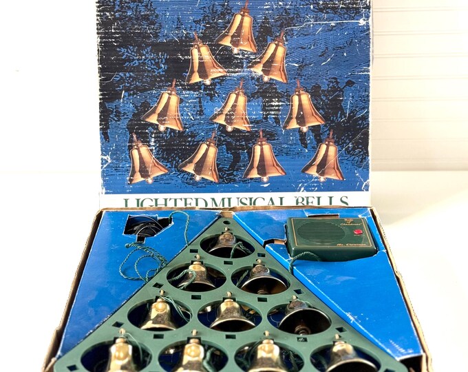 Vintage Mr Christmas Bells of Christmas Musical Lighted 10 Brass Bells ...