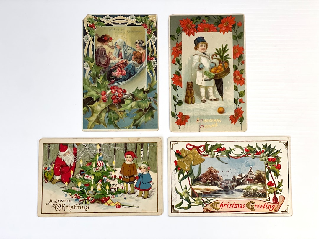 Vintage Christmas Cards Set of 4 - Etsy