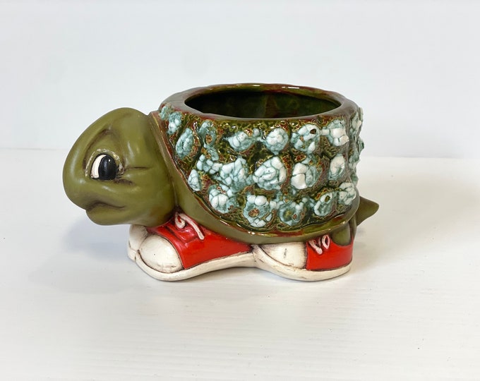 Vintage Turtle Planter Turtle With Red Shoes - Etsy