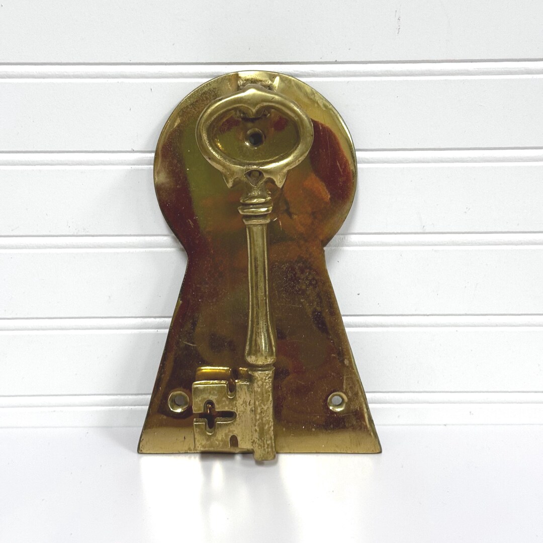 Vintage Brass Skeleton Key Door Knocker- Vintage Brass Door Hardware ...
