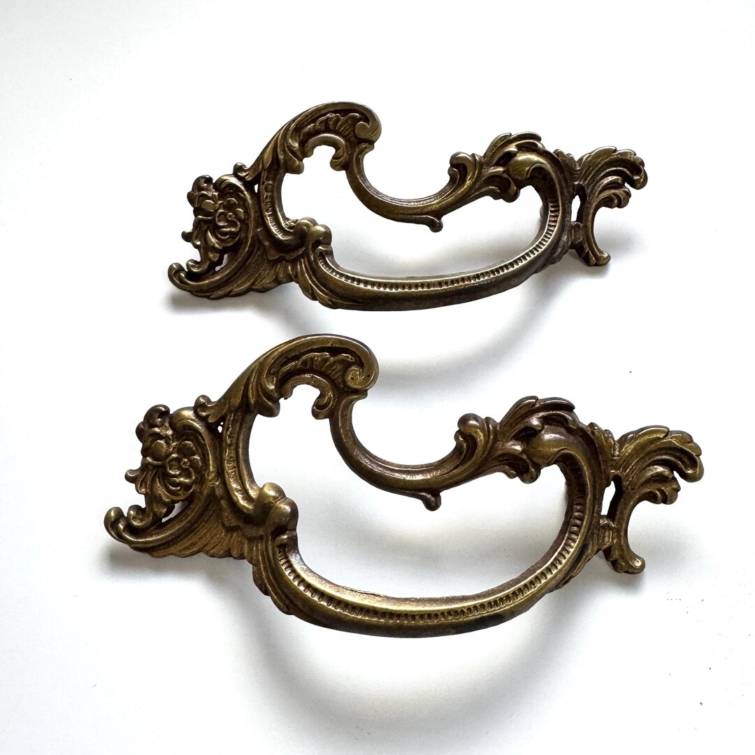 Ornate French Provincial Brass Handles - Set of 2 Vintage Dresser ...