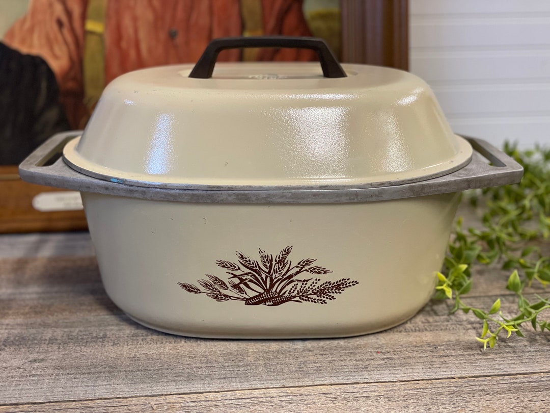 Club Cookware Roaster Dutch Oven Stock Pot Cream With Wheat Pattern - Etsy