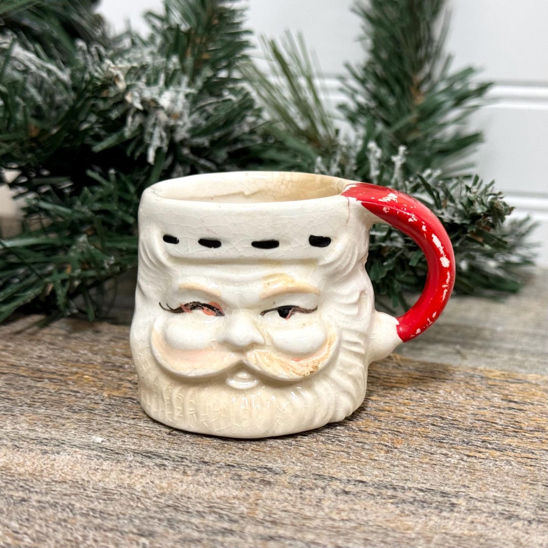 Mini Santa Mug- Vintage Santa Mug- Tiny Santa Cup- Santa Mug Decor ...