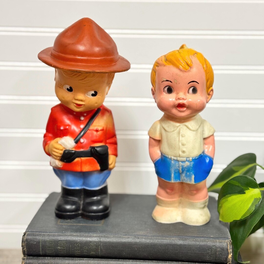 Vintage Rubber Squeaky Toys- Choice of Working Canadian Mountie ...
