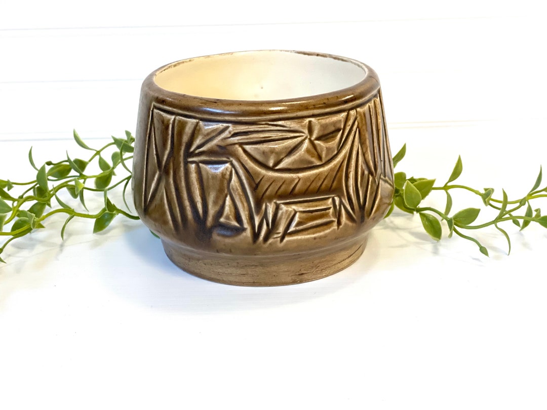 Vintage Tiki Planter- MCM Boho Planter Pot 1966 - Etsy