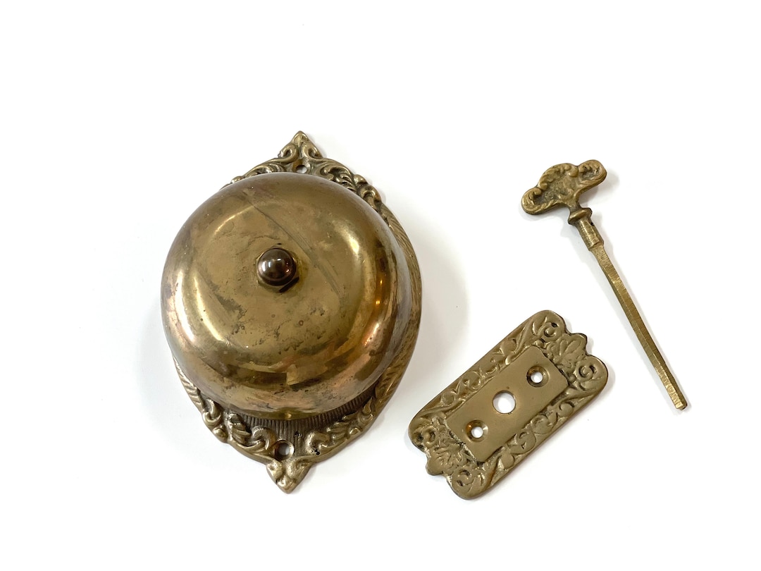 Antique Brass Twist Doorbell- Victorian Brass Rotary Mechanical ...