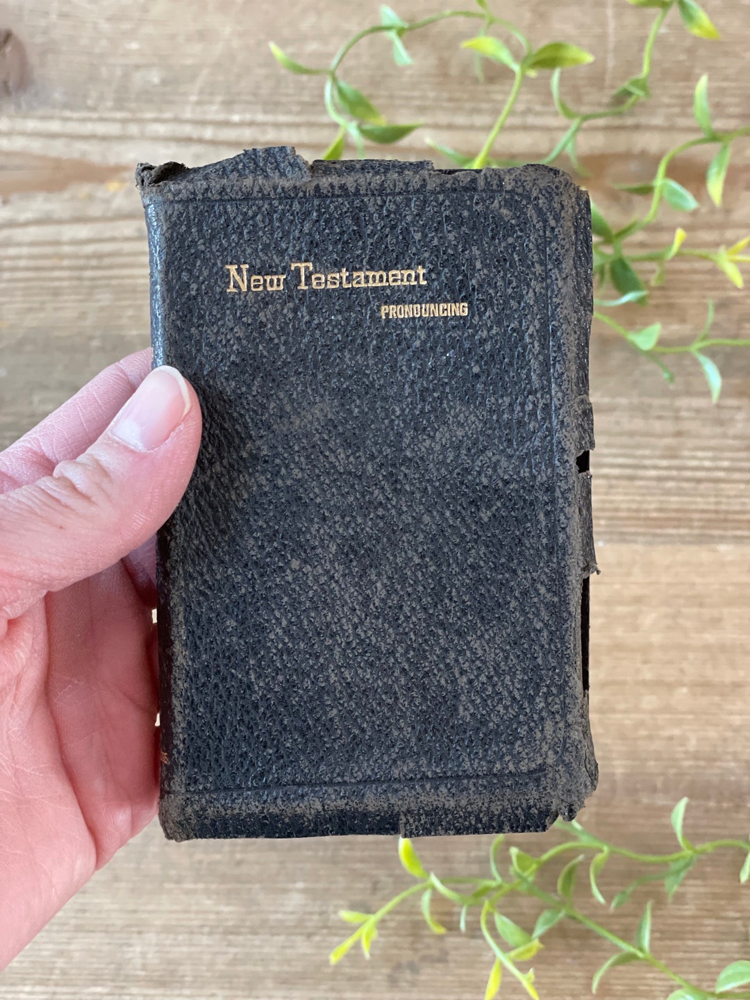 Old Leather Bible- Small 4.5” Bible- Vintage New Testament- Leather ...