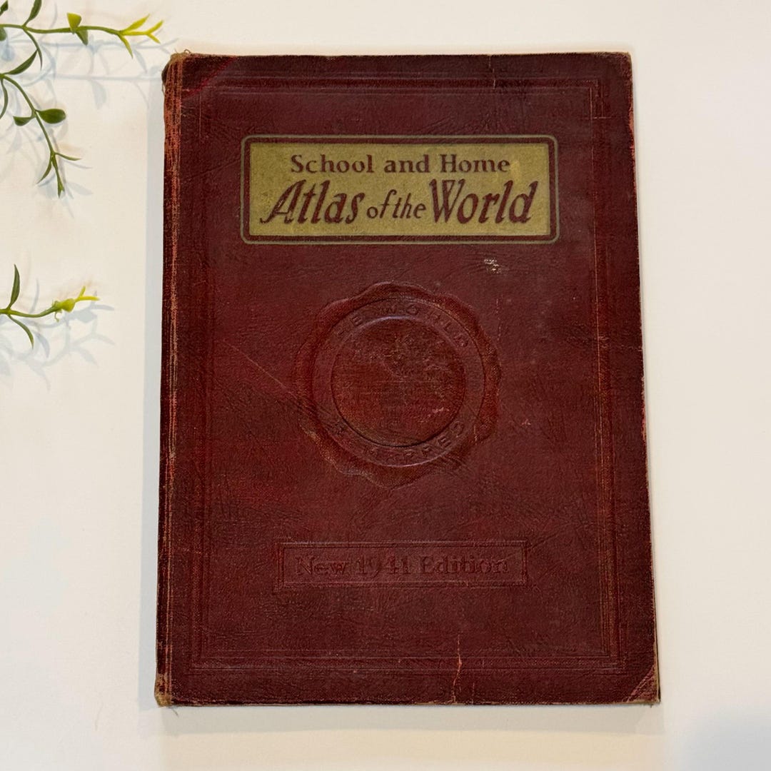 School and Home Atlas of the World 1941 Edition- Old World Atlas Book ...