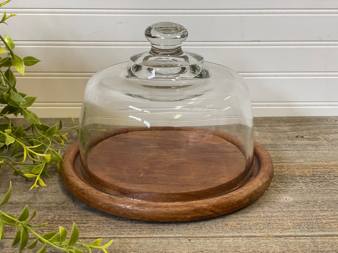 Glass Dome and Teak Wood Plate Cheese Cloche Cheese Board - Etsy
