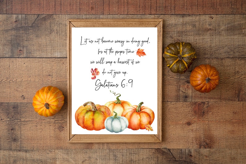Pumpkin Print Autumn Wall Art Scripture Verse Fall Wall | Etsy