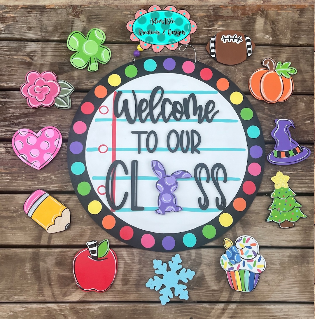 Welcome to Our Class Door Hanger With 12 Interchangeable Attachments ...