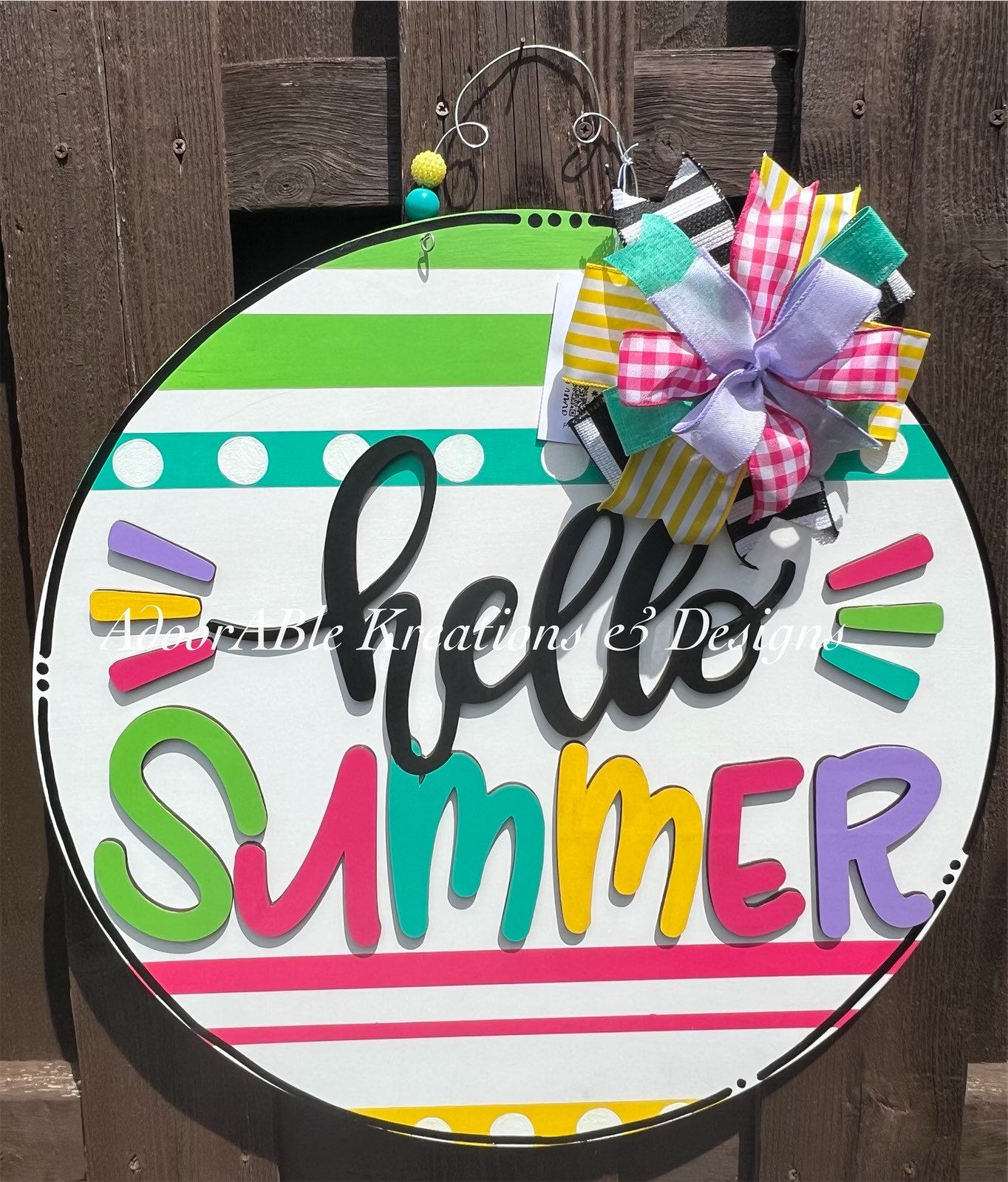 3D Hello Summer Door Hanger, Watermelon, Door Hanger, Summer, 23 Round ...