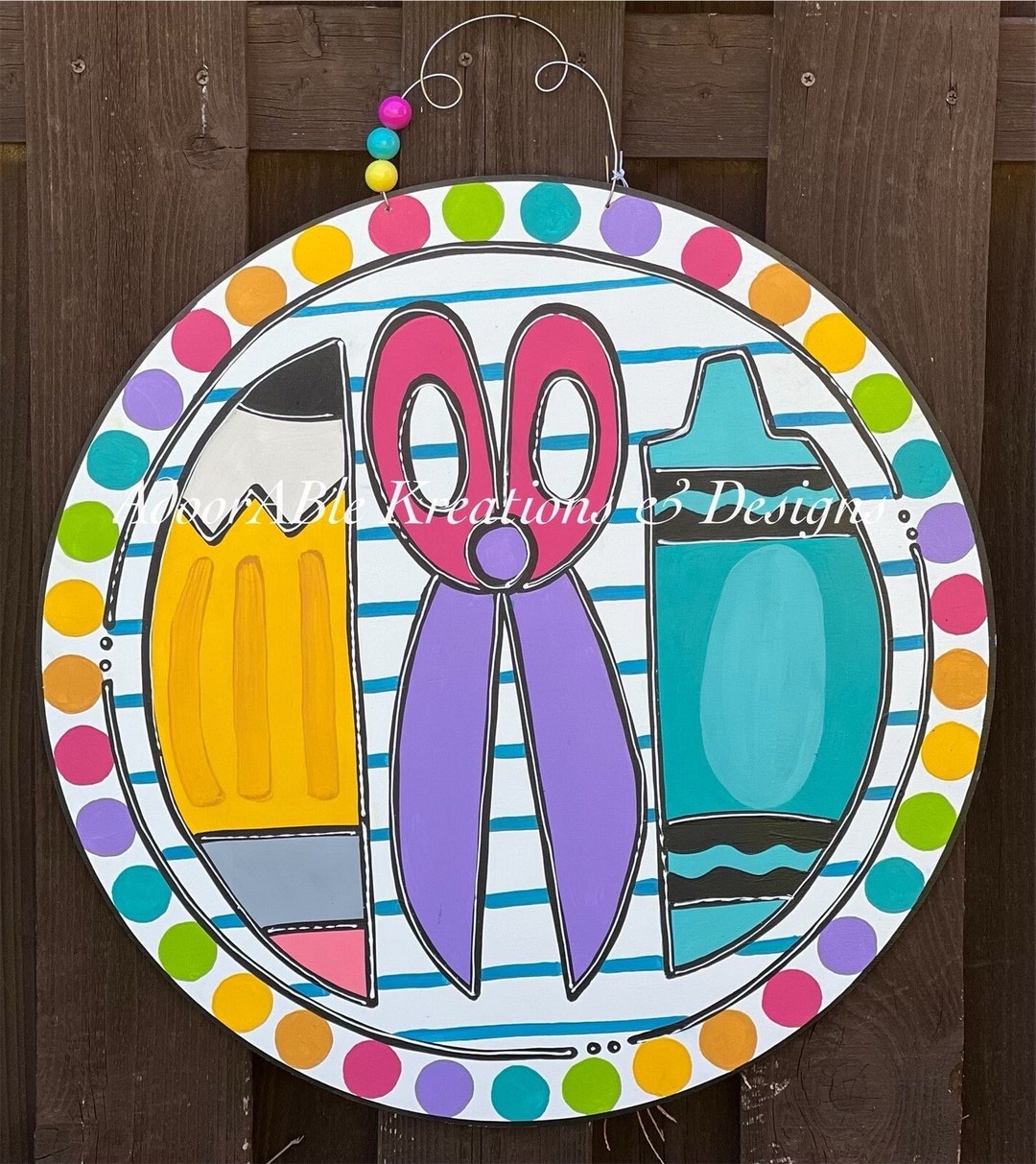 Pencil, Scissors and Crayon Door Hanger, Teacher Gift, Teacher ...
