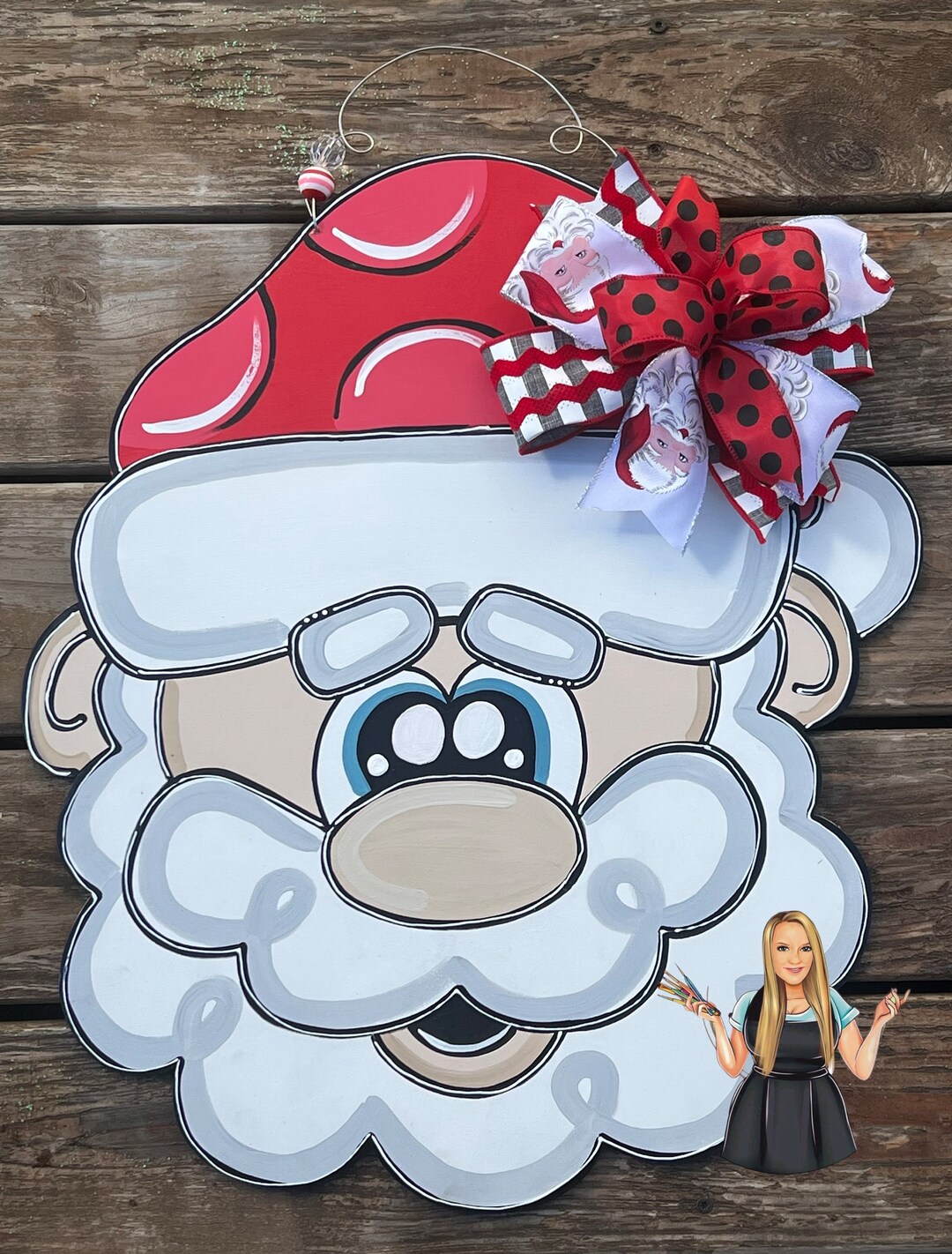 Santa Claus Head Door Hanger, Door Hanger, Christmas Door Hanger ...