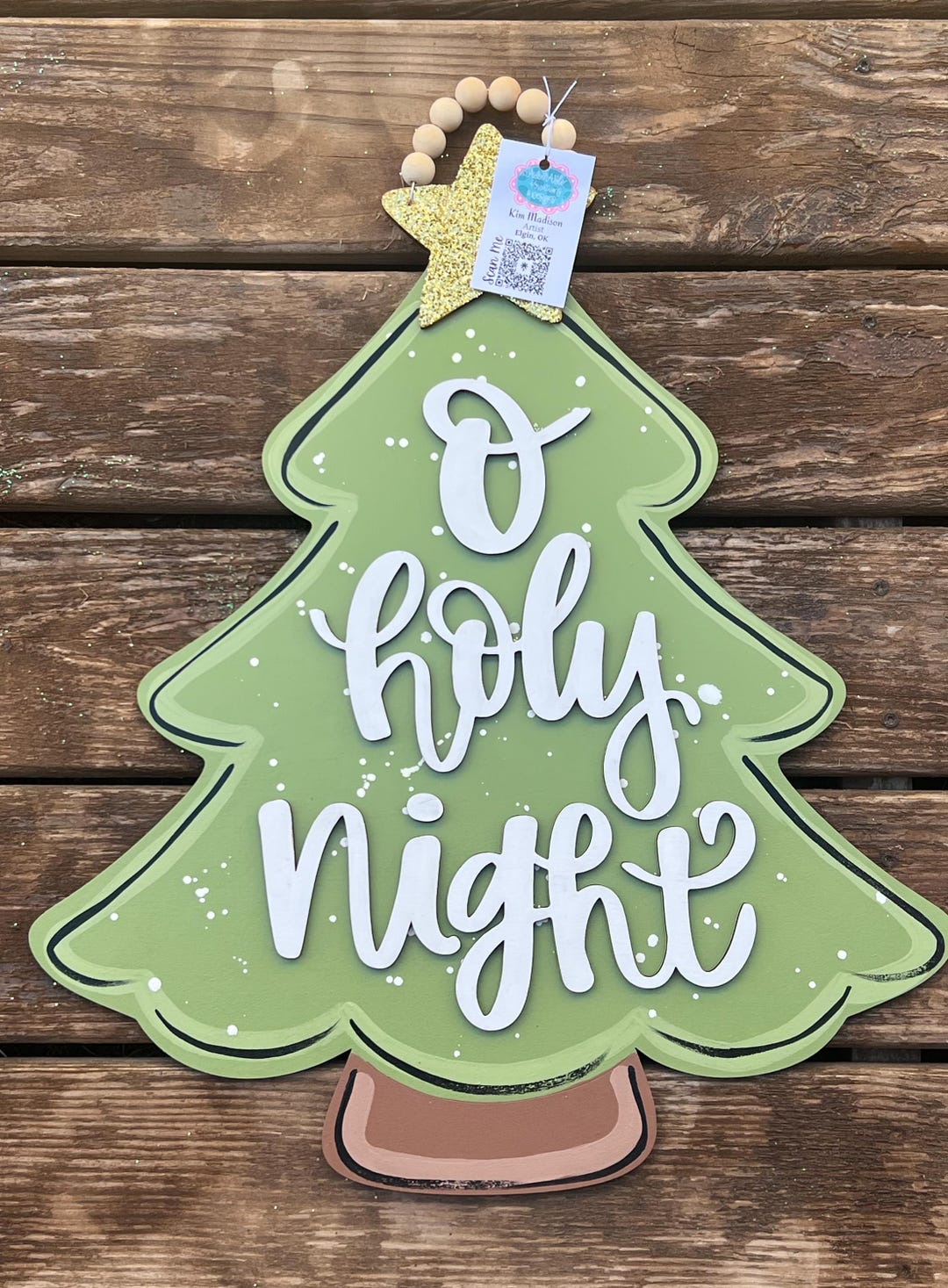 O Holy Night Christmas Tree Door Hanger, Birch Wood - Etsy